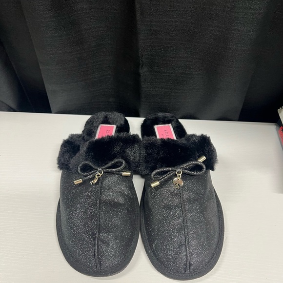 kate spade | Shoes | Black Faux Fur Kate Spade Slippers With Bow And ...